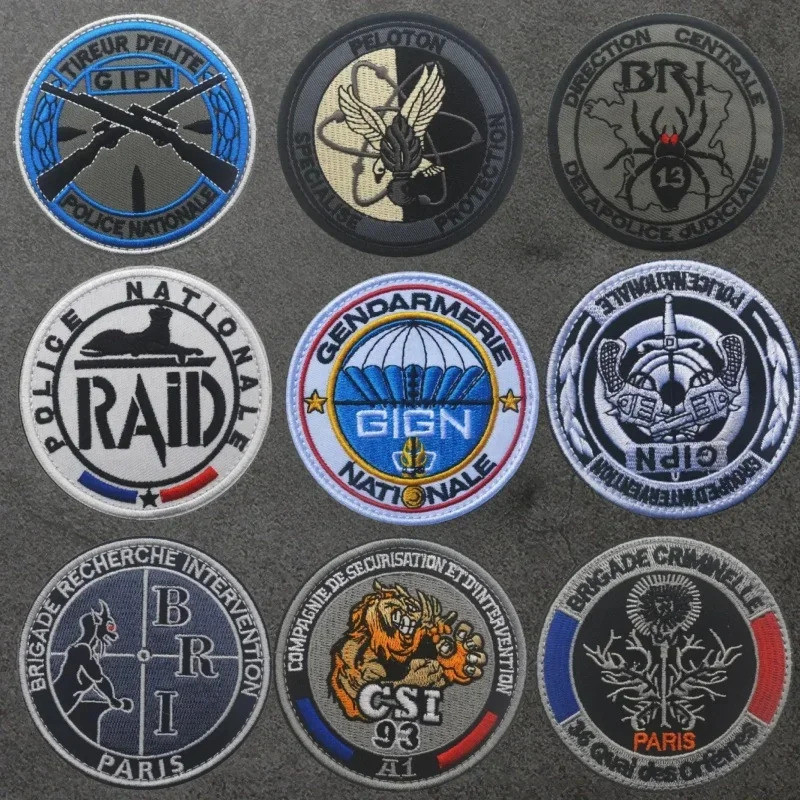 GIGN GIPN BRI Embroidery Patches France Hook&Loop Tactical Outdoor ...