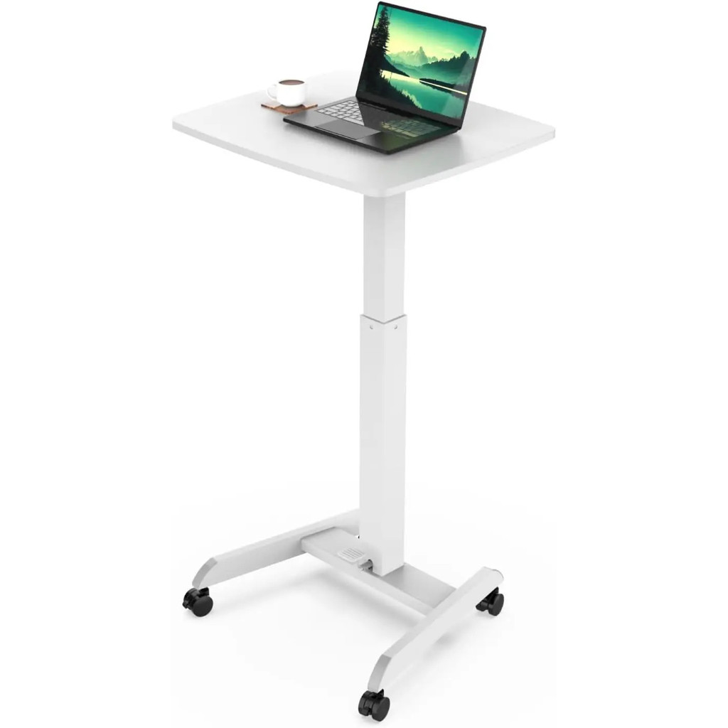 Rolling Desk Adjustable Height, Laptop Cart, Computer Desk With Wheels ...