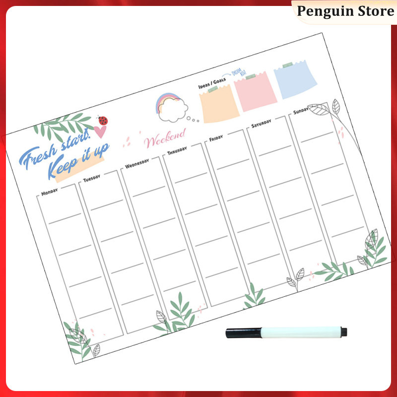 📦 Weekly Whiteboard Stickers Magnetic Refrigerator Calendar Dry Erase ...
