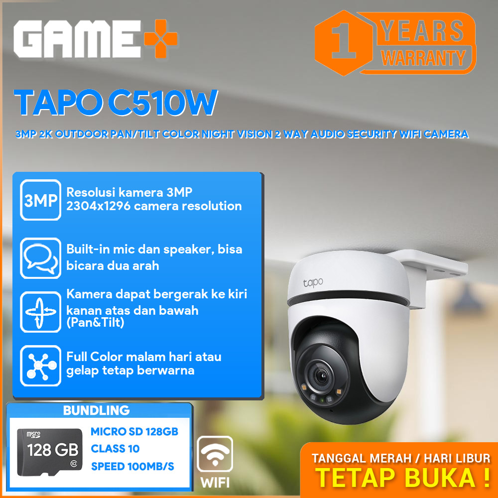 TP-LINK TAPO C510W 3MP 2K OUTDOOR PAN/TILT COLOR NIGHT VISION 2 WAY ...