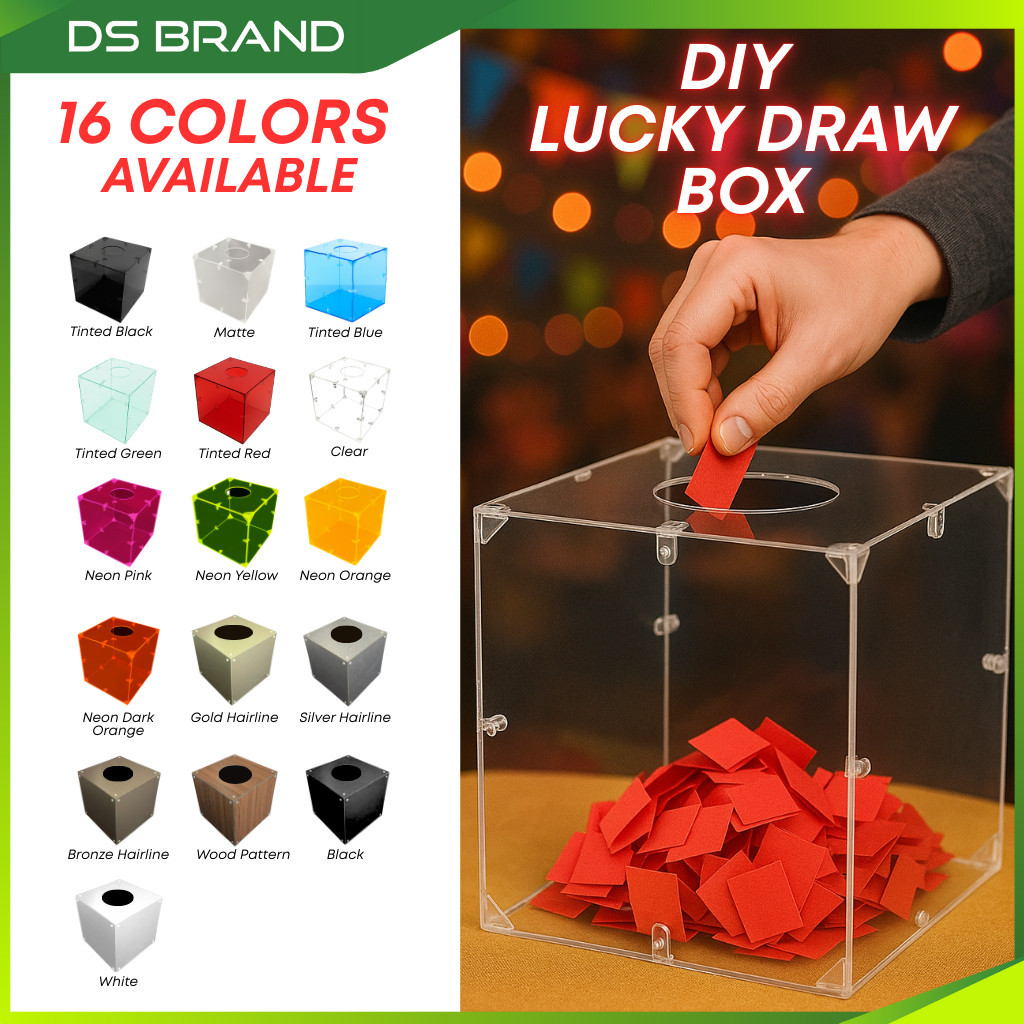 Premium 16 Colour DIY Acrylic & Sandwich Plate Lucky Draw Box Event ...