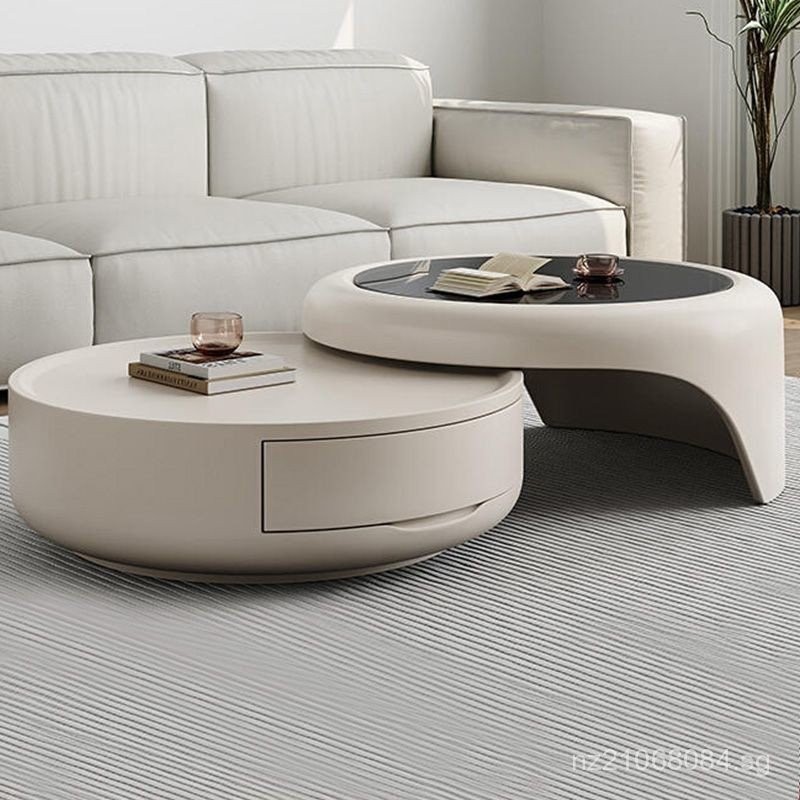 Home Round Italian Style TV Cabinet Set Light Luxury Glass Internet ...
