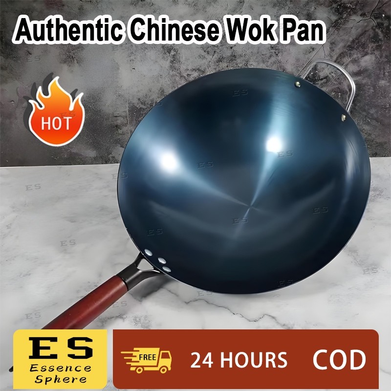 Wok Non Stick Wok Pan Heavy Duty Carbon Steel Wok Cast Iron Wok ...