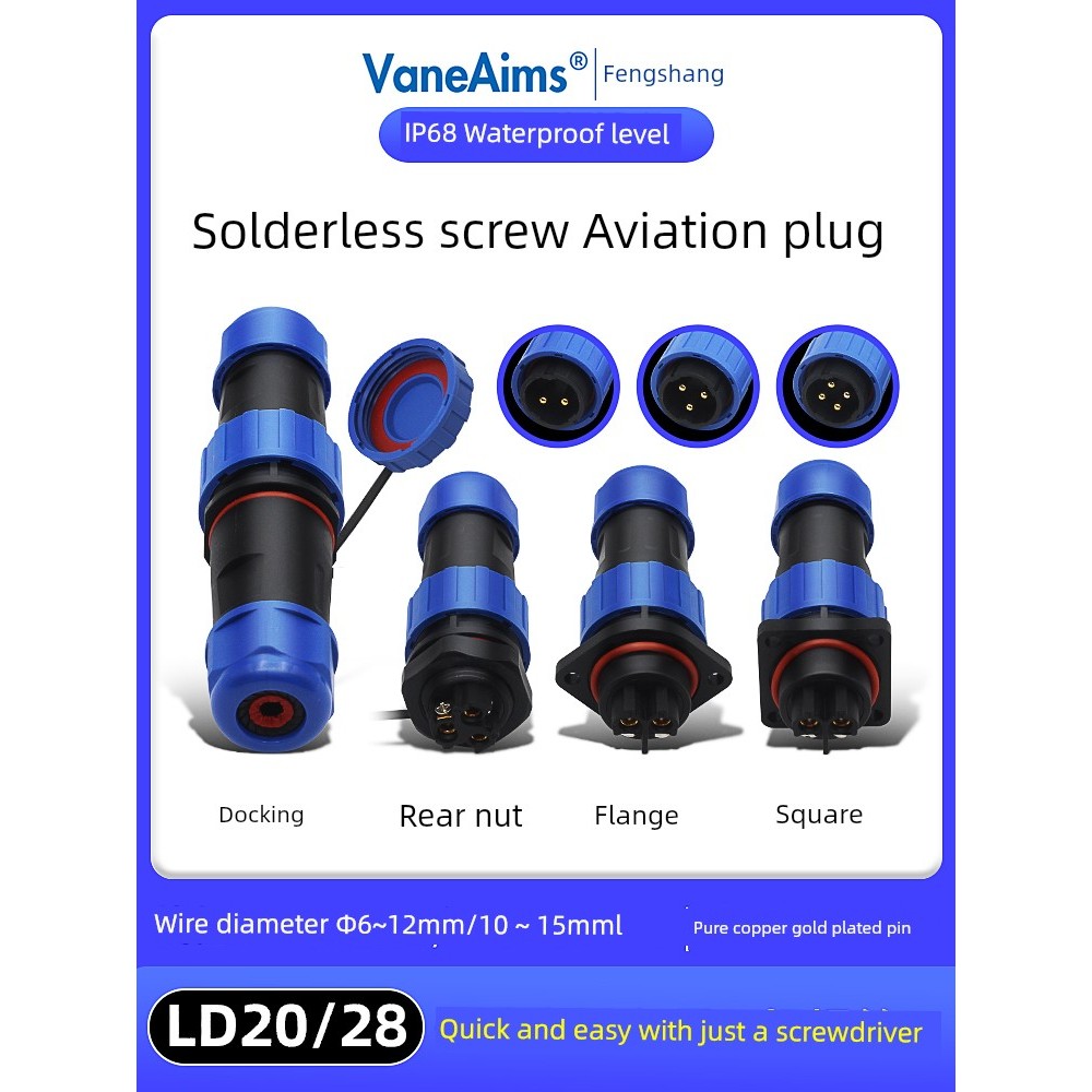 Solder-Free Waterproof Aviation Plug Socket Wire Male Female Butt ...