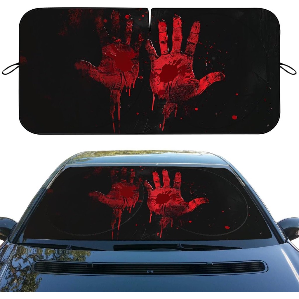 Gothic/Horror Bloody Handprints Car Windshield Sun Shade, Blocks UV ...