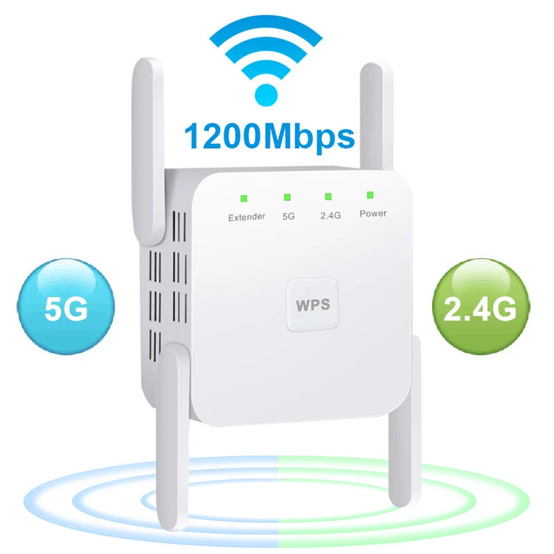 JCKEL AC1200 WiFi Repeater Booster 5G 1200M Wi Fi Extender Amplifier ...