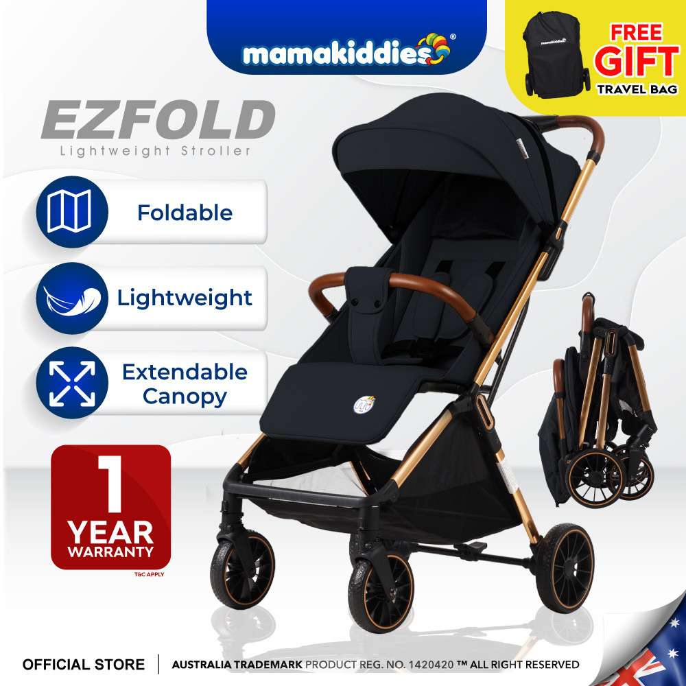 [New Arrival] Mamakiddies Ez Fold Stroller Compact Lightweight Baby Stroller One Hand Fold ...