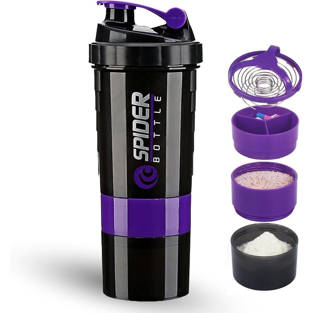 DDUP Protein Shaker Bottle, 16oz 3 Layer Twist Off GYM Shaker Cup Shake Bottle with Mix Grid and ...