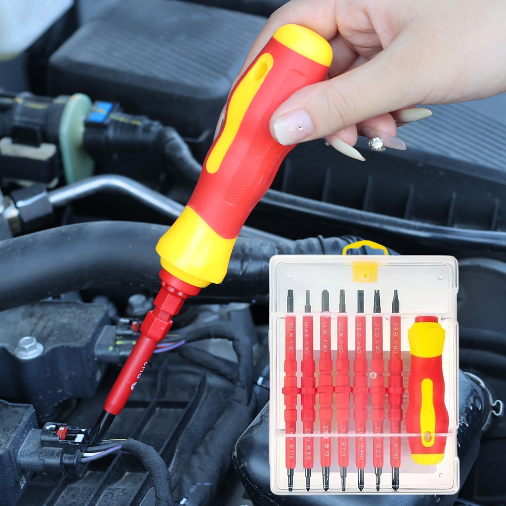 Interchangeable Blade Insulated Screwdriver Set with Case Magnetic Home ...