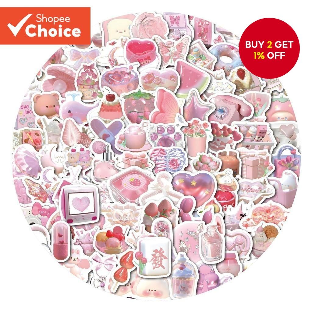 100PCS Cute Pink 3D Graffiti Stickers for Laptop, Phone Case, Helmet ...