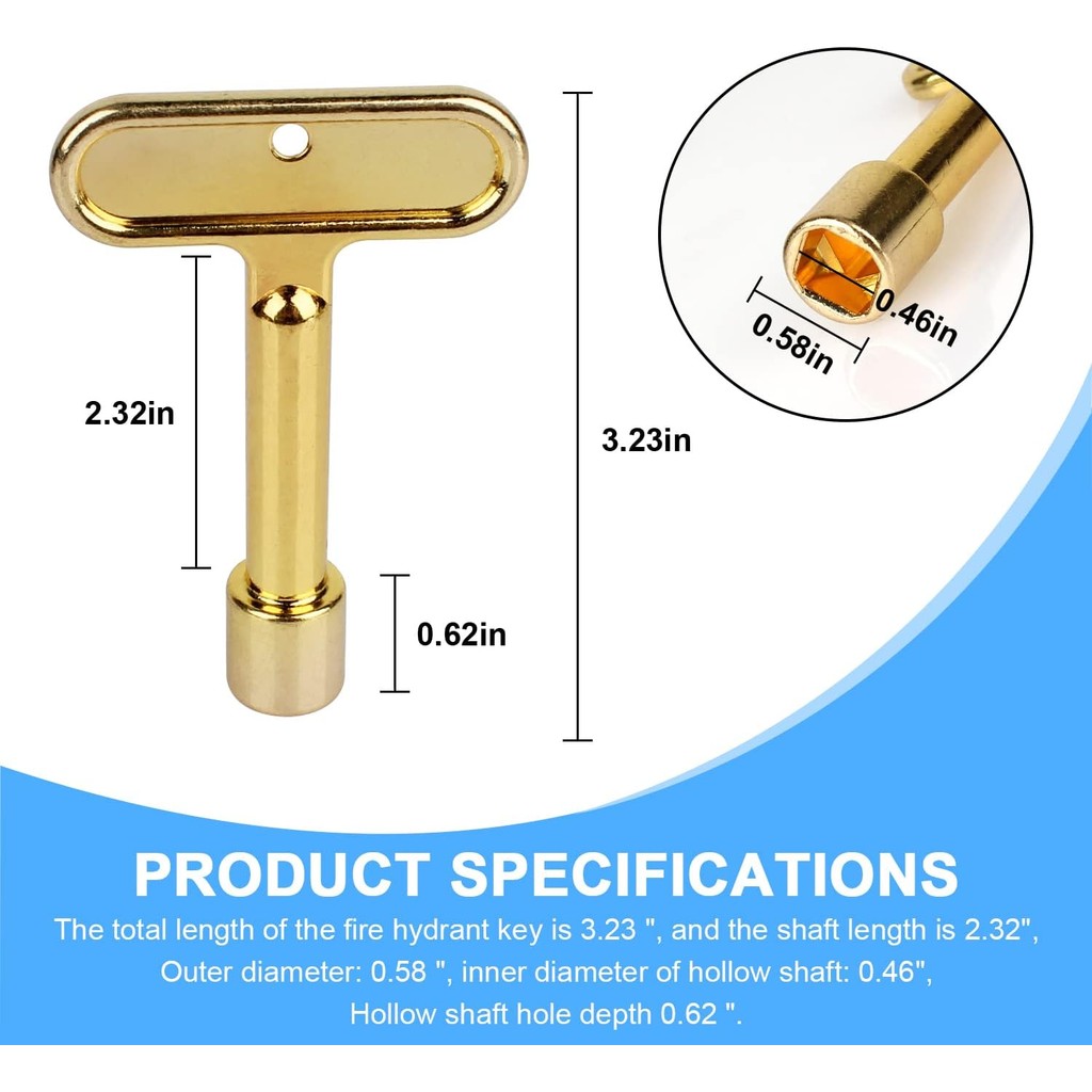 Upgrades Hydrant Key for Z1300 Hydrant Series（Gold） for Zurn 3/8" Metal ...