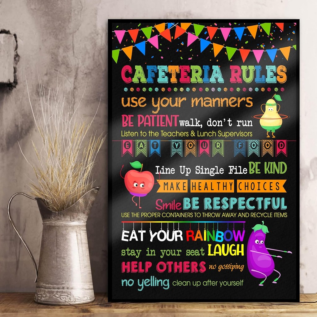 Minitowz School Cafeteria Rules Poster, Lunchroom School Teacher Sign ...