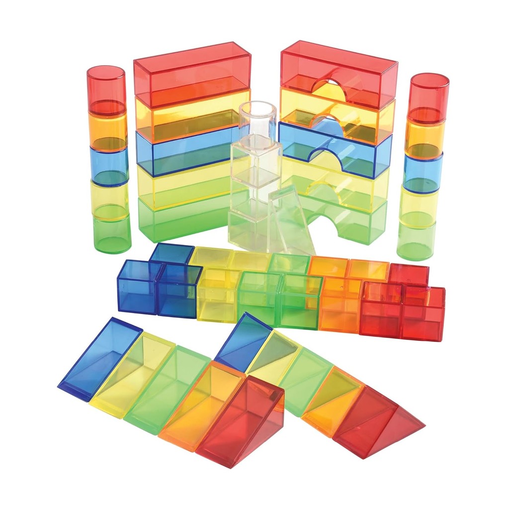 Constructive Playthings Translucent Color Building Blocks, Light Table ...