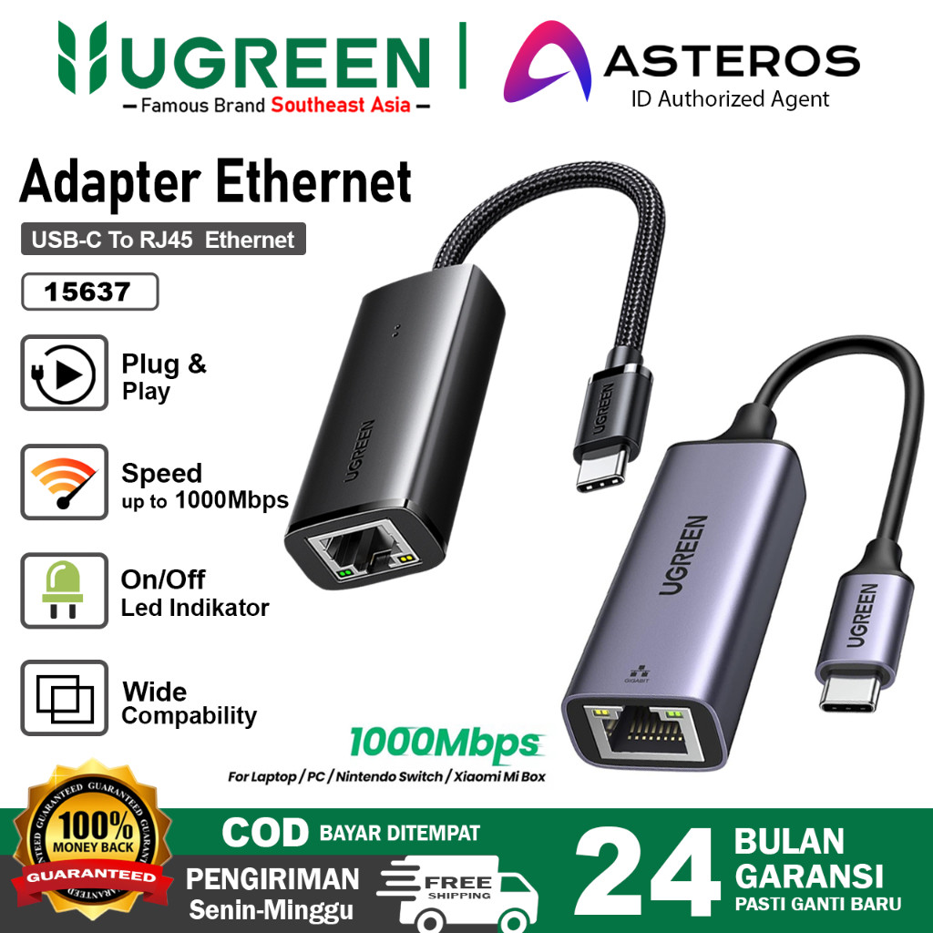UGREEN Adapter Usb Type C to LAN RJ45 Gigabit Ethernet Network Speed ...