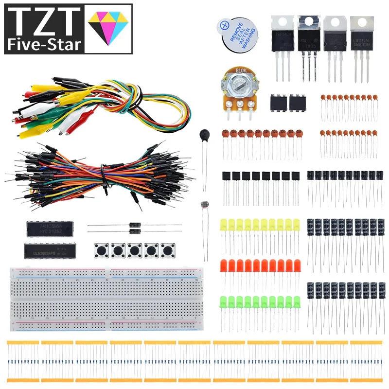 TZT DIY Electronic Kit 830 Breadboard Jumper Wire Power Supply ...