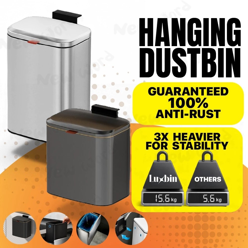 Mini Dustbin 4L/8L Hanging Wall Mounted Dustbin Sink Room Desk Bathroom ...