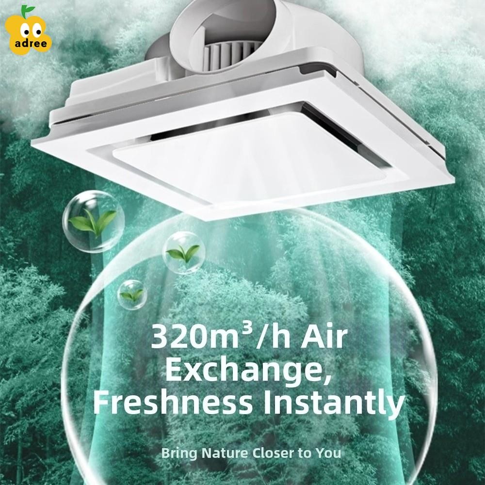 ADREE Ceiling Ventilation Fan, High Air Volume Square White Panel ...