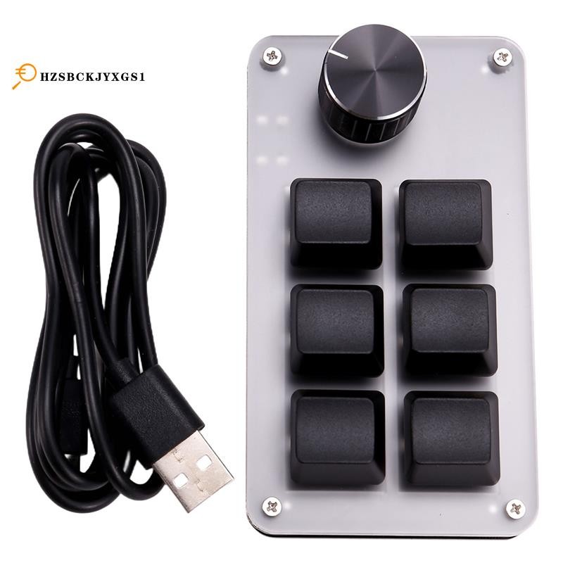 6 Key 1 Knob Copy Paste Mini Button Wired RGB Mini Mechanical Keyboard ...