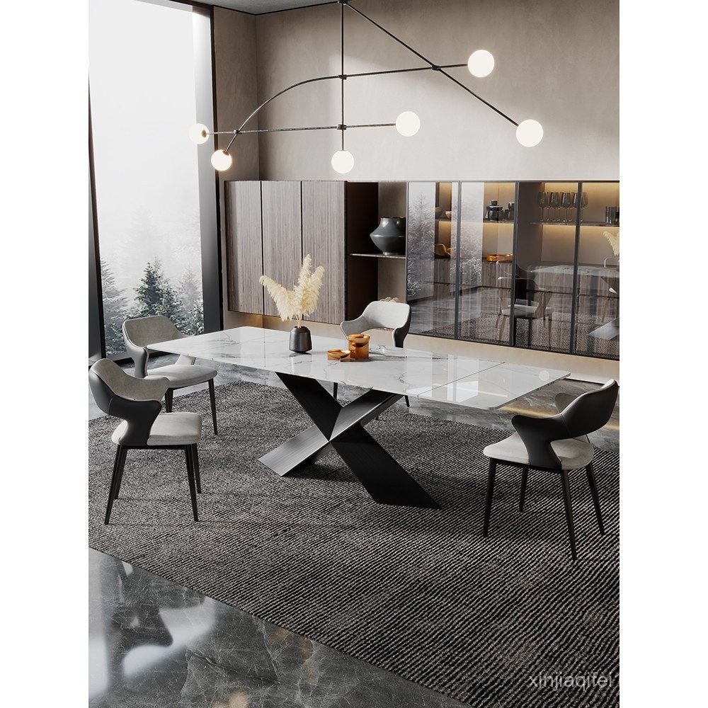 Rectangular Extendable Rock Slab Dining Table Modern Home Dining Table ...