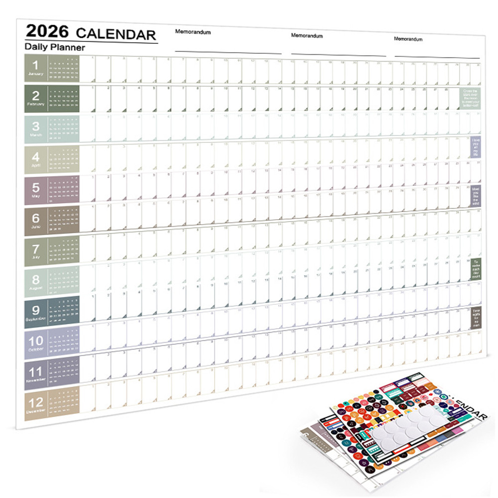 2026 Yearly Wall Calendar, Full Year Calendar One Page, Annual Year ...