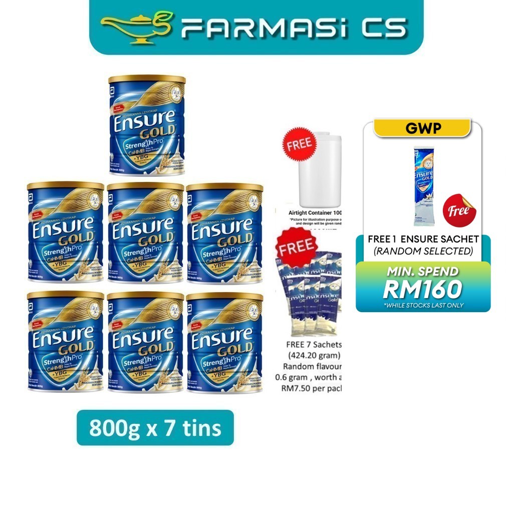 (NEW PACKING) Abbott Ensure Gold Wheat 800g x 7 tins + FREE Container ...