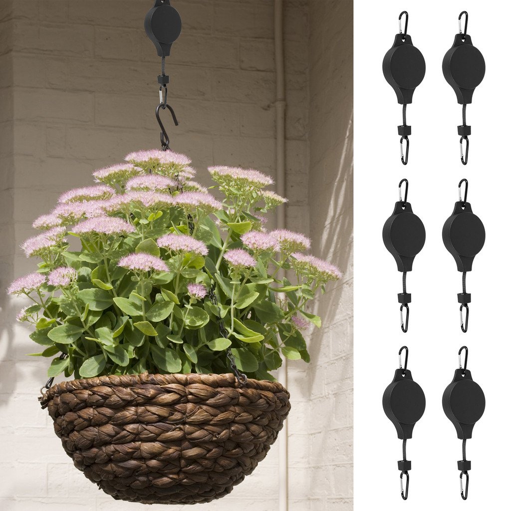 6 Pcs Hanging Basket Retractable Hook Adjustable Flower Basket Hook ...