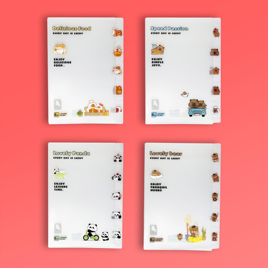 NA Map L Shaped Divider Folder A4 5 Pocket Clear Sleeves Document File ...