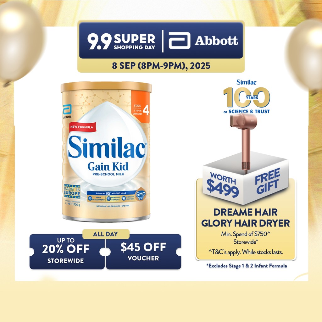 Similac Gain 5MO Stage 4 Kid Pre-school Milk Powder Formula 1.7kg (3 ...