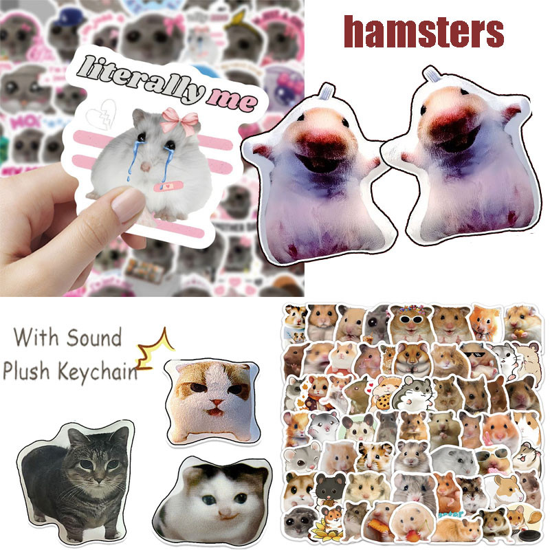 Hamster Meme Sticker Funny Cat Emoji Stickers Waterproof Cartoon Decals ...