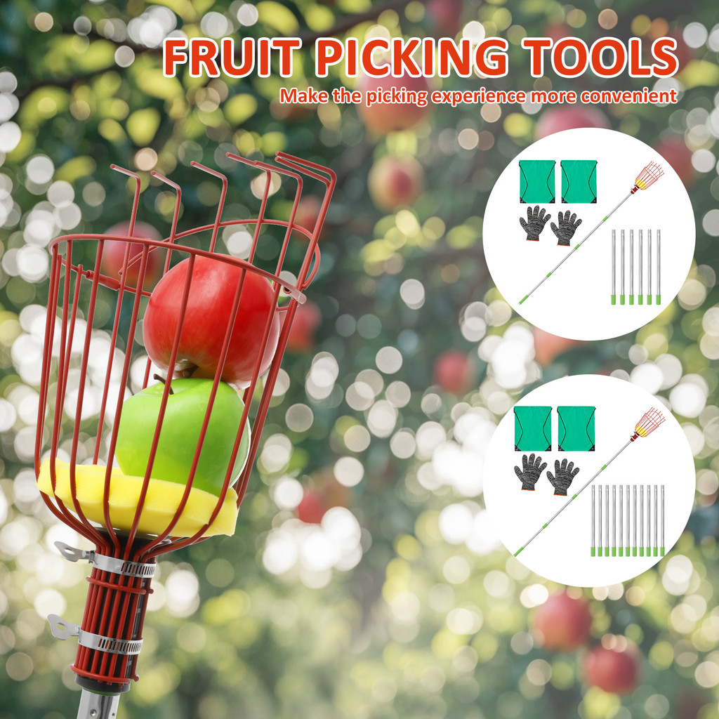 Stainless Steel Fruit Picking Pole Tool Adjustable Length Orange ...