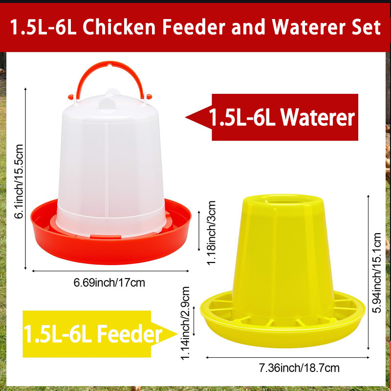 Poultry Feeder and Waterer Set / Chicken Farm Waterer and Feed ...