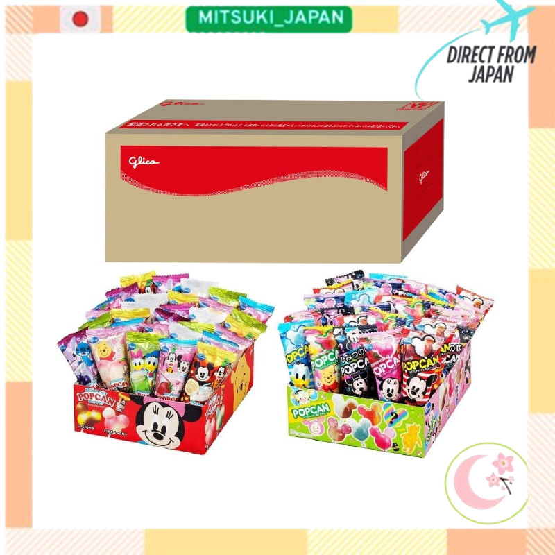 Glico Pop Can 12 Types 60 Pieces Disney Mickey Shaped Stick Candy (With ...