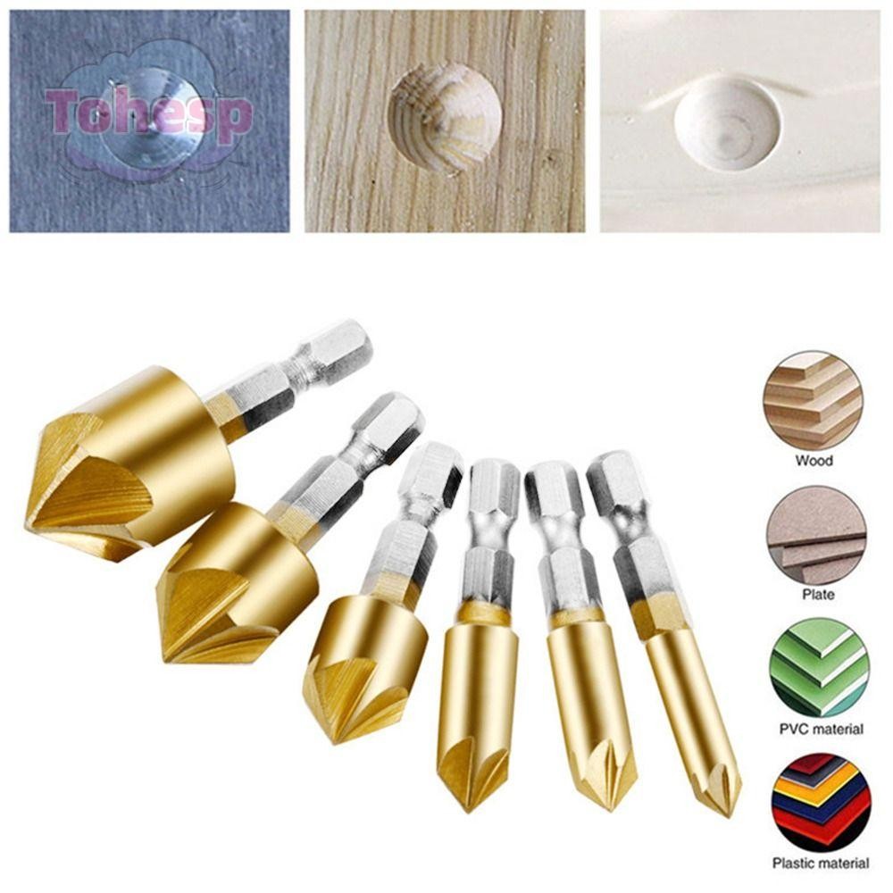 TOHESP Counter Sink Drill Bit Punch Tool 90 Degree 6mm-19mm 5 Flute ...