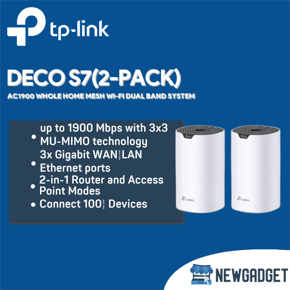 TP-LINK DECO S7 (2-PACK) AC1900 WHOLE HOME MESH WI-FI DUAL BAND SYSTEM ...