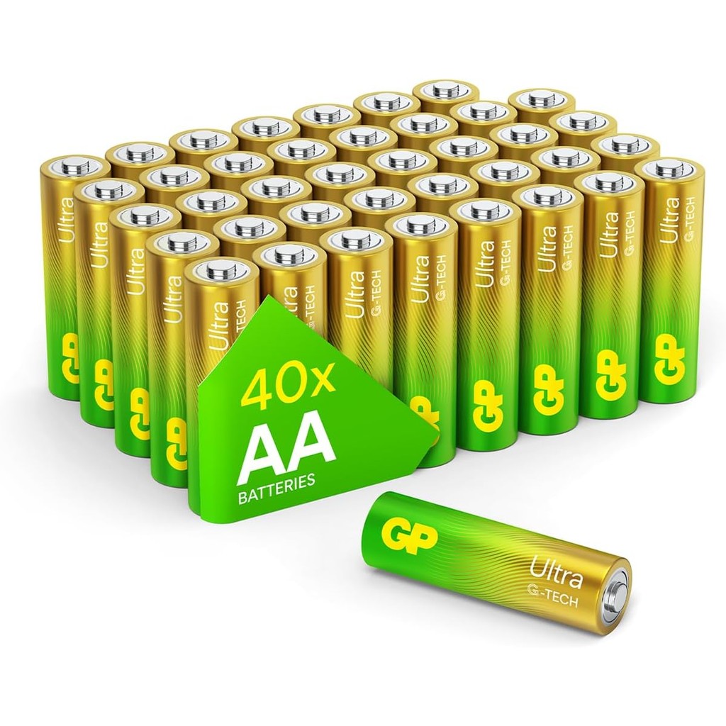 GP Ultra AA Batteries 40 Pack – 1.5V Alkaline Double A Batteries – 10 ...