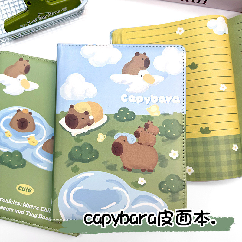Kapibara Leather Notebook Cartoon lined notebook Student Good-looking ...