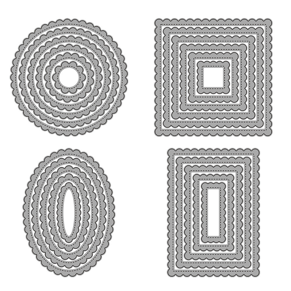 4 Types Wave Basic Frame Carbon Steel cutting Molds DIY Paper Craft ...