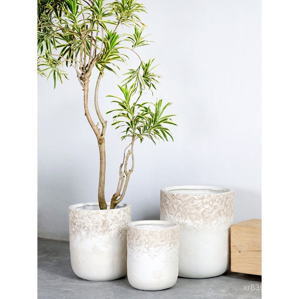 Wabi-Sabi Style Retro Tall Round Floor Large Diameter Magnesium Clay ...