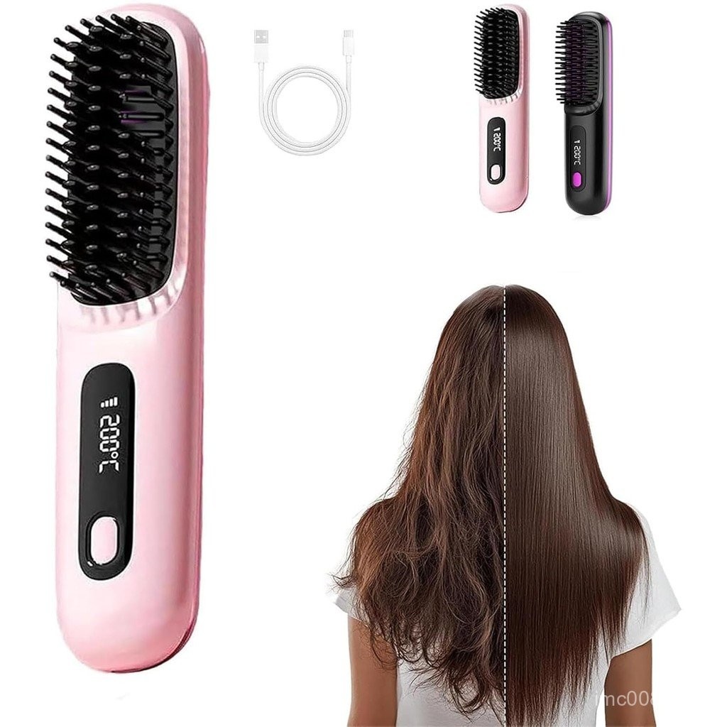 Glow Wave Heated Brush,2025 Glow Wave Heated Brush for Short Hair,USB ...