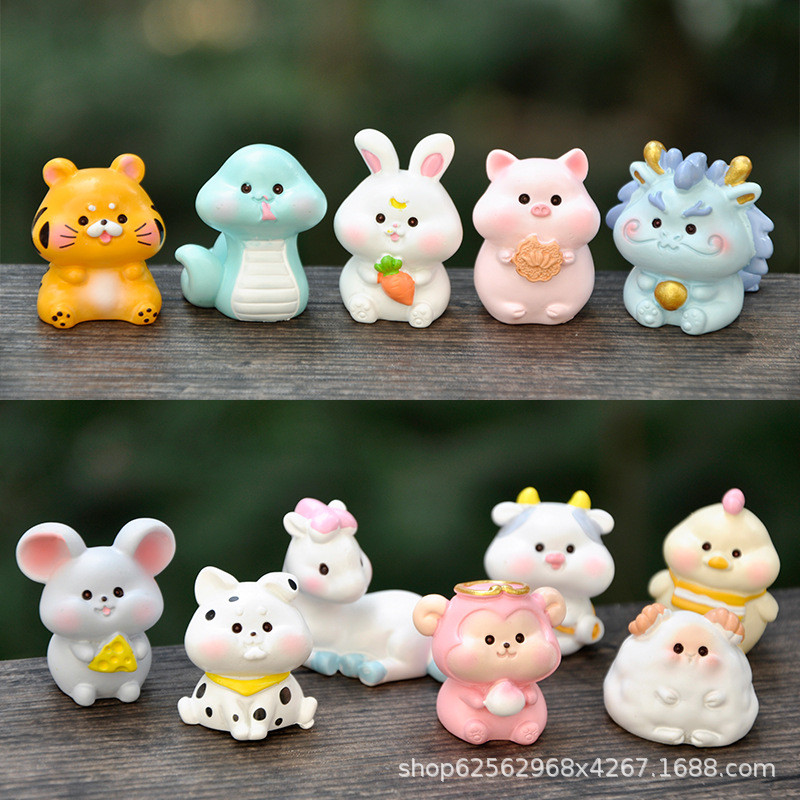 Cartoon Cartoon Resin Zodiac Baby Small Animal Doll Decoration Rat Ox ...