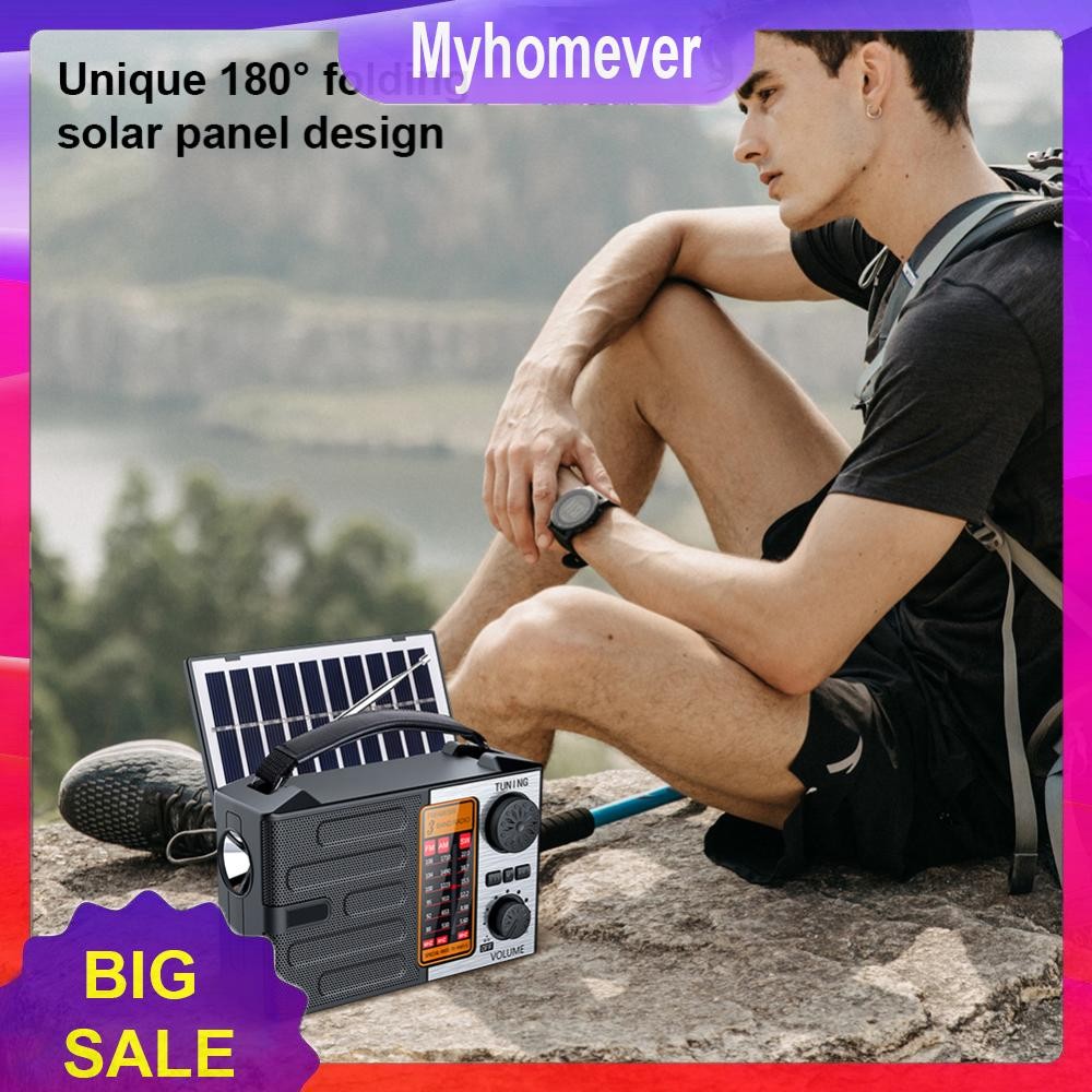 Solar Radio with Flashlight & BT Speaker Portable AM FM SW Radio ...