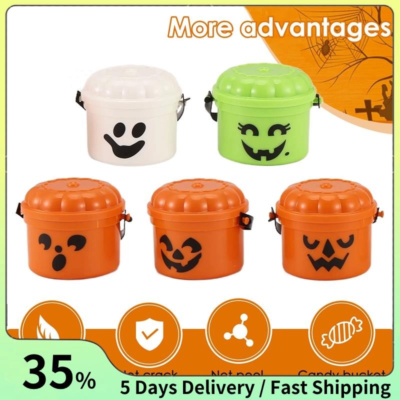 Pumpkin Mini Bucket Miniature Halloween Buckets with Removable Lid and ...