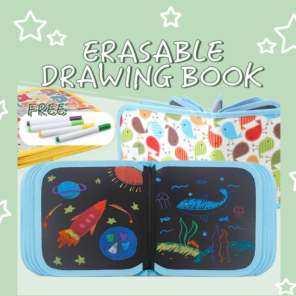 Blackboard Painting Pad Magic Pen Kids Drawing Book Erasable Reusable ...