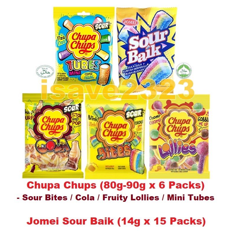 [HALAL] Chupa Chups Sour Bites/Cola/Fruity Lollies/Mini Tubes (80g-90g ...