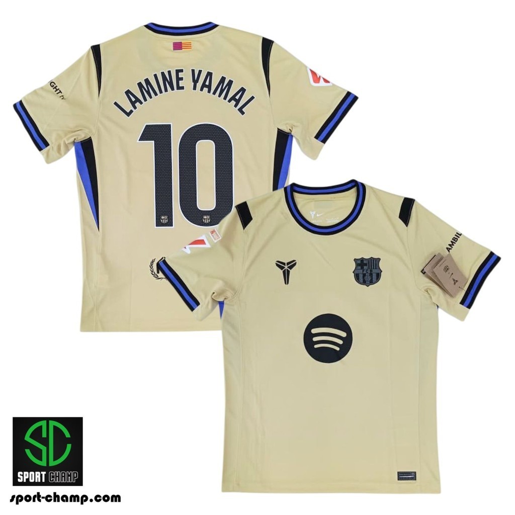 NIKE FC BARCELONA 25/26 AWAY SHIRT WITH LAMINE YAMAL 10 AND LA LIGA ...