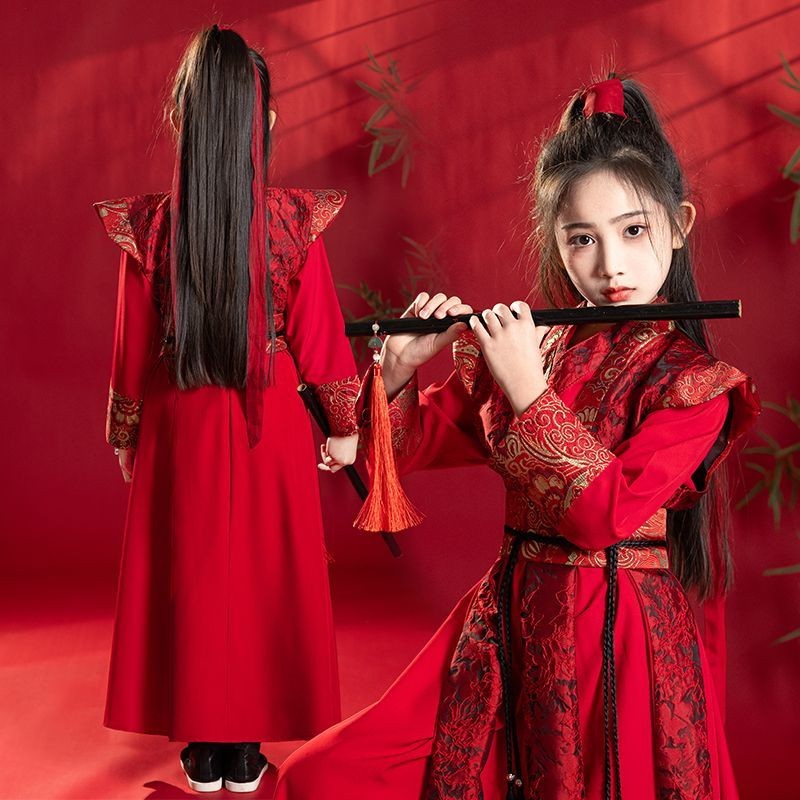 Children Hanfu Girls Mulan Costume Fairy Style Girl Swordsman Flying ...