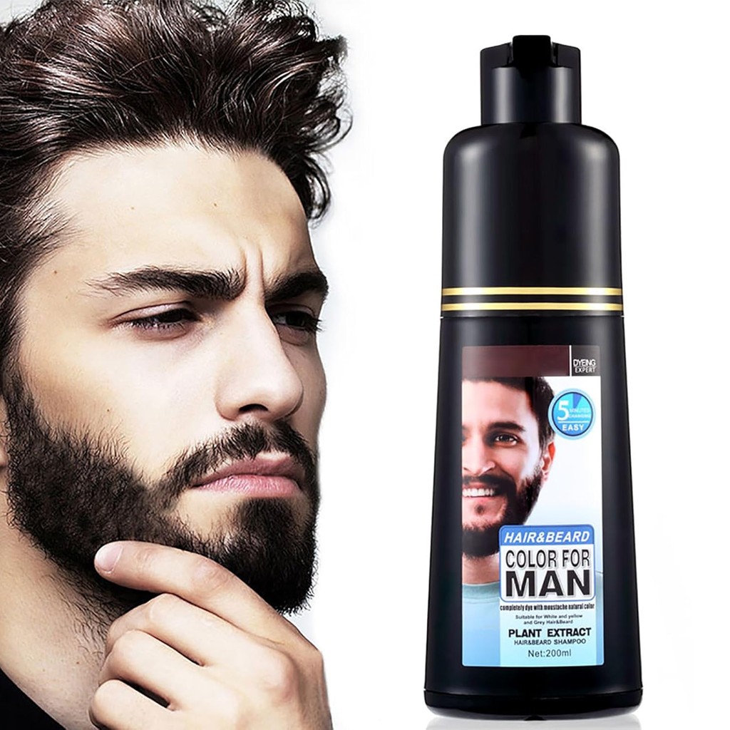 Men's Mustache & Beard Dye for Gray Hair Coverage - Natural Black Color ...