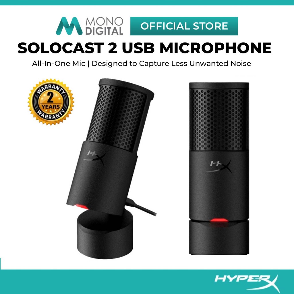 HYPERX HYPER-X SOLOCAST 2 USB MICROPHONE FOR GAMERS AND CREATORS WITH SIMPLE TAP-TO-MUTE WITH ...