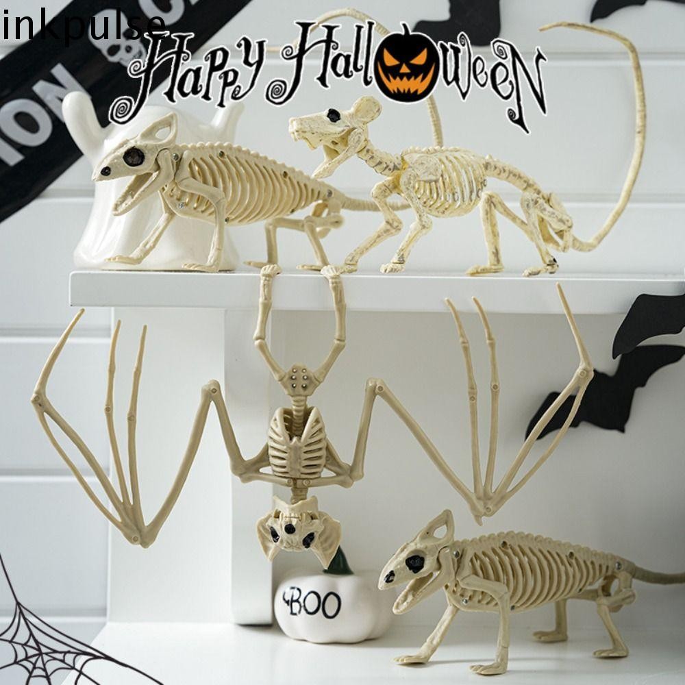INKPULSE Halloween Animal Skeleton, Scary Skeleton Model Halloween Bats ...