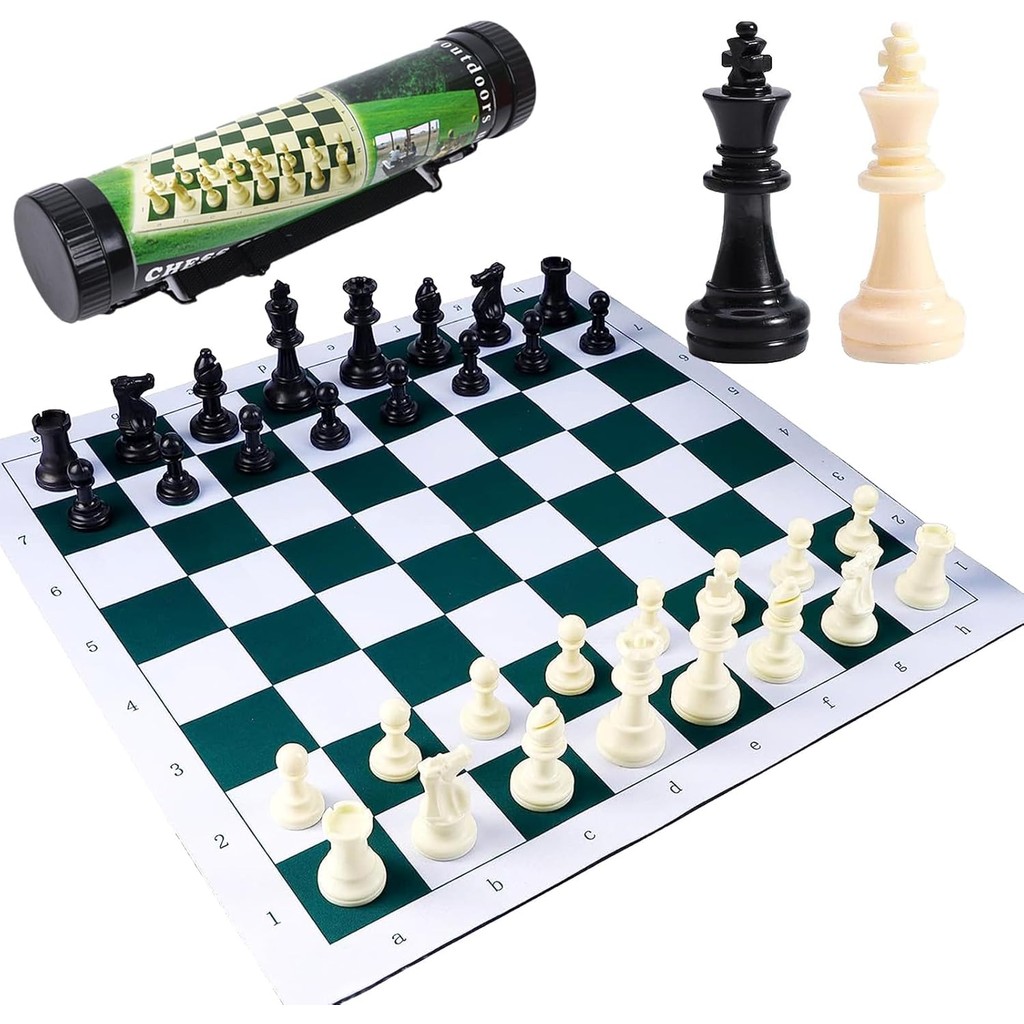 Foldable Chess set w/ tube bag (easy to carry) | Shopee Singapore